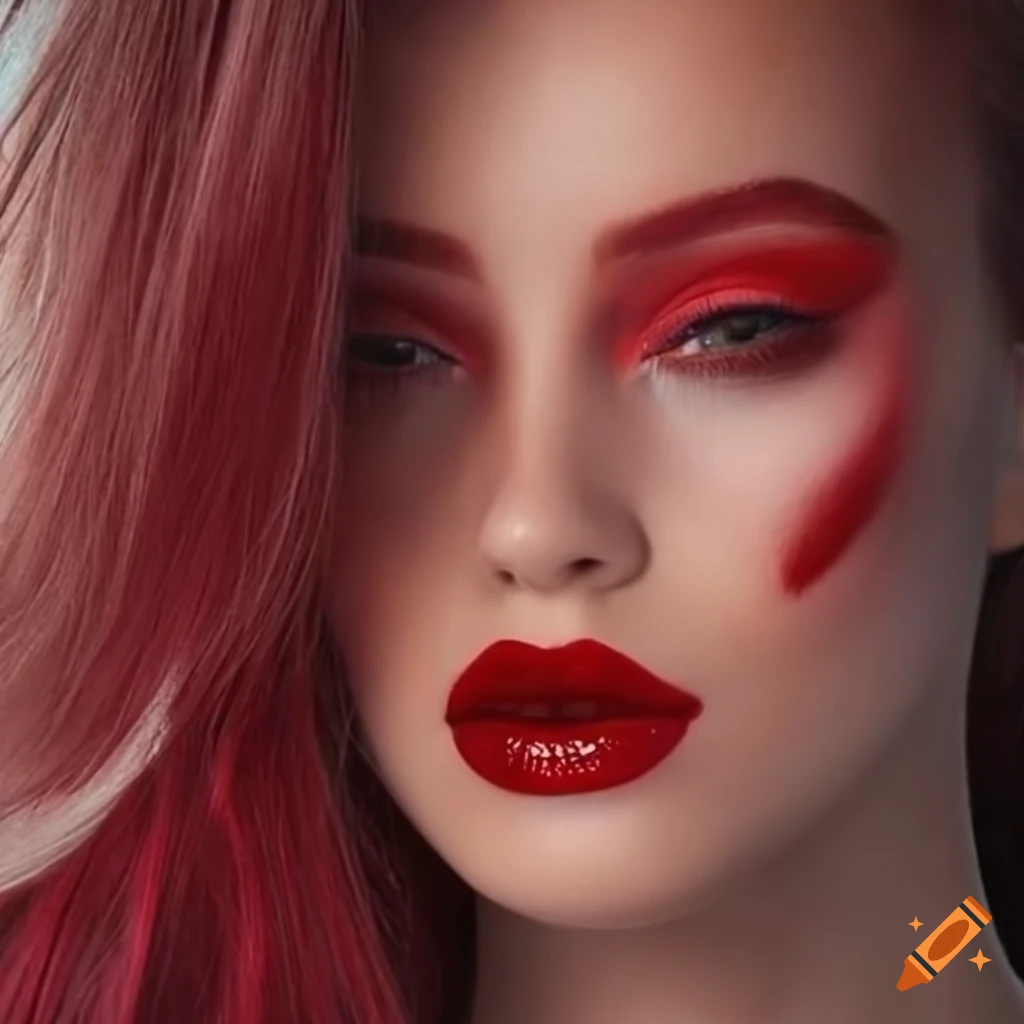 Striking red makeup look