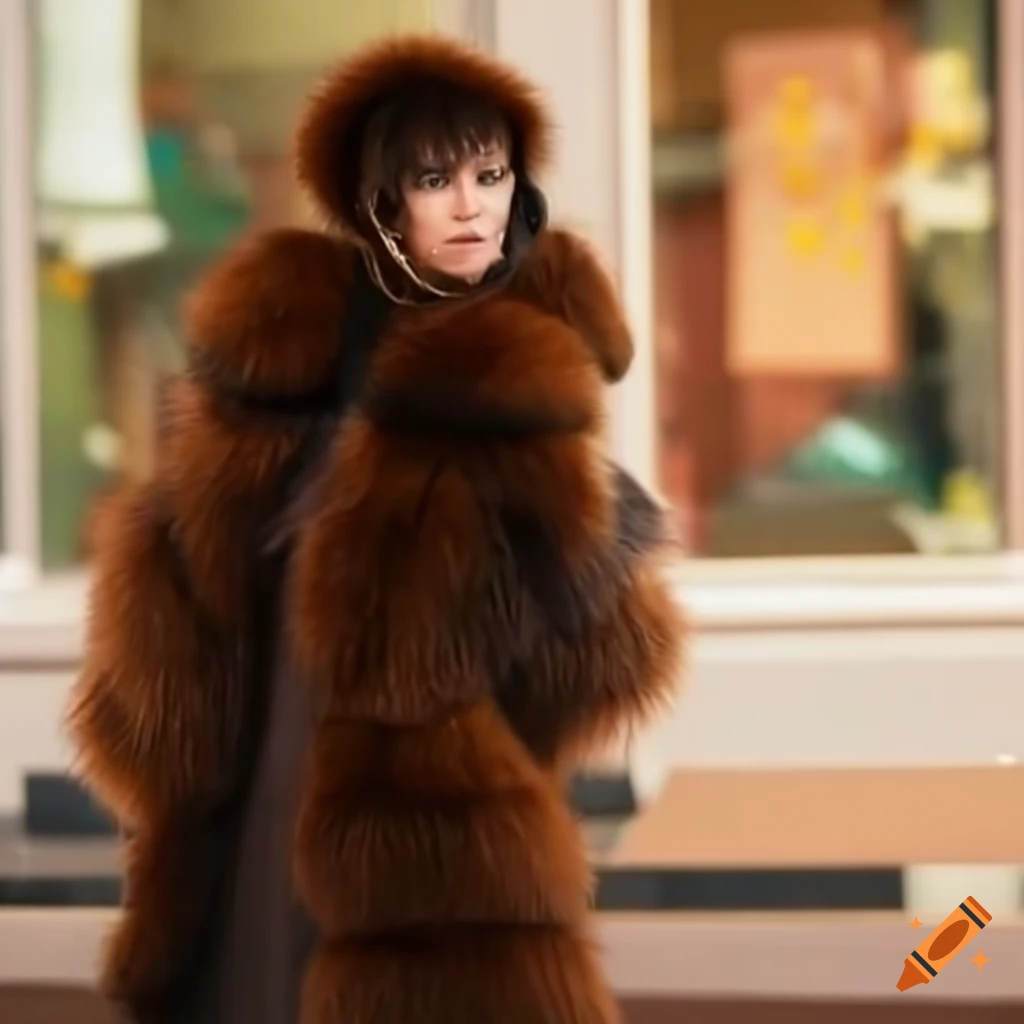 Artistic vignette of a person with furs contemplating a utopian future