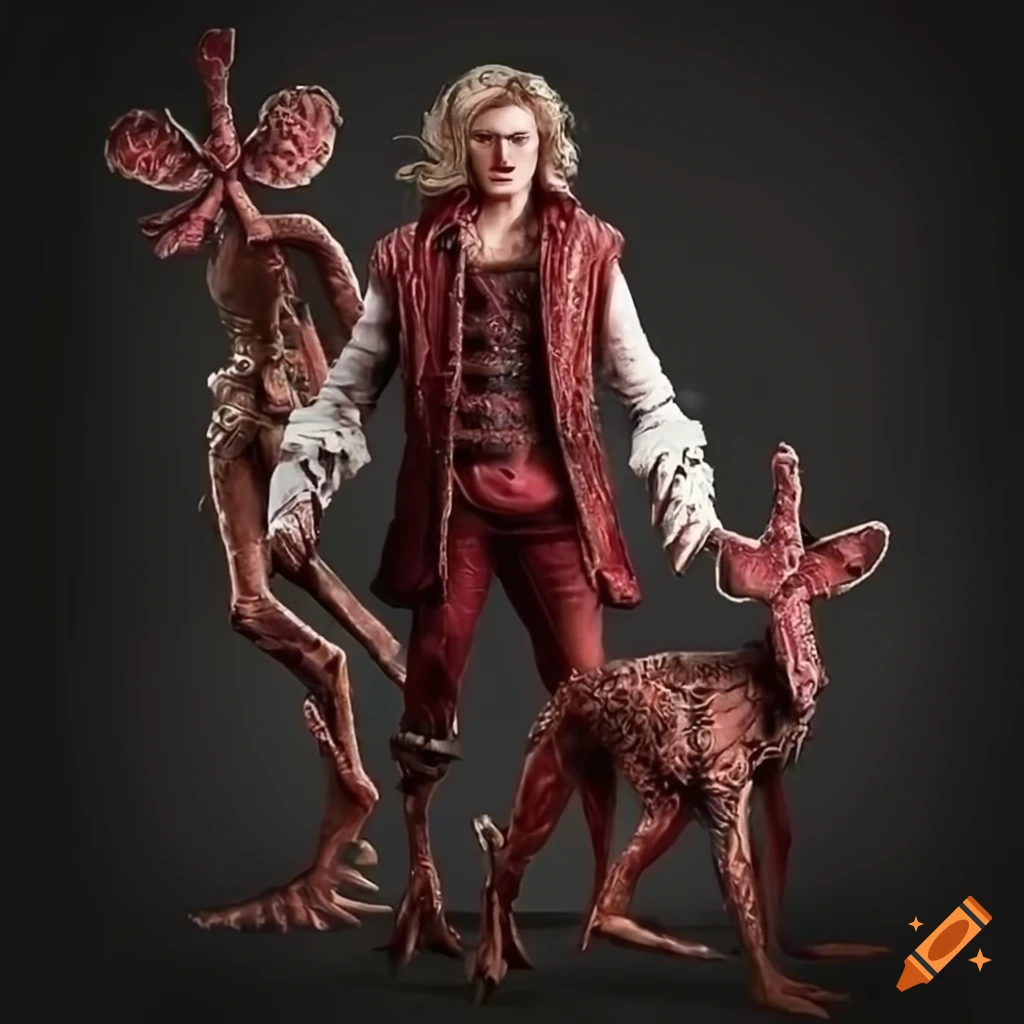 Cosplay of Steve Harrington and Demogorgon in Renaissance outfits on Craiyon