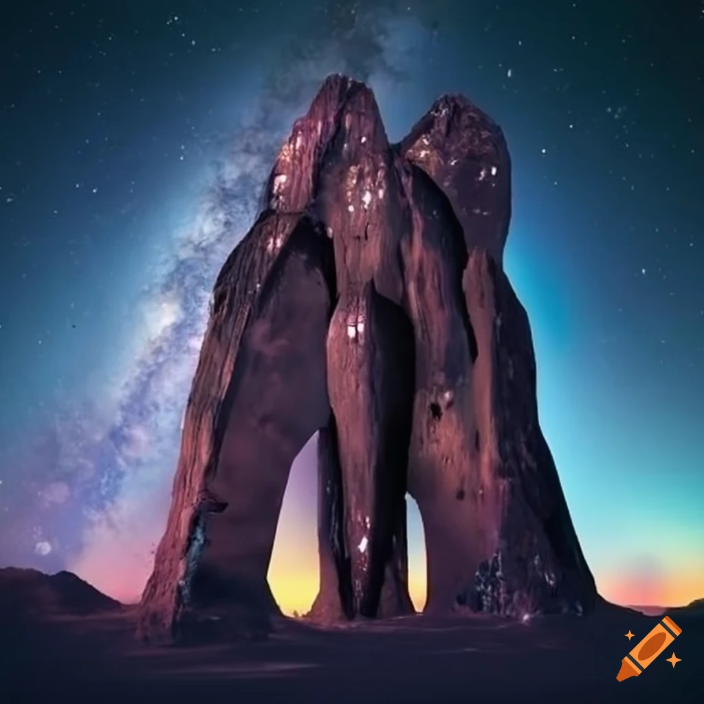 Milky way and planets with helical gabbro towers