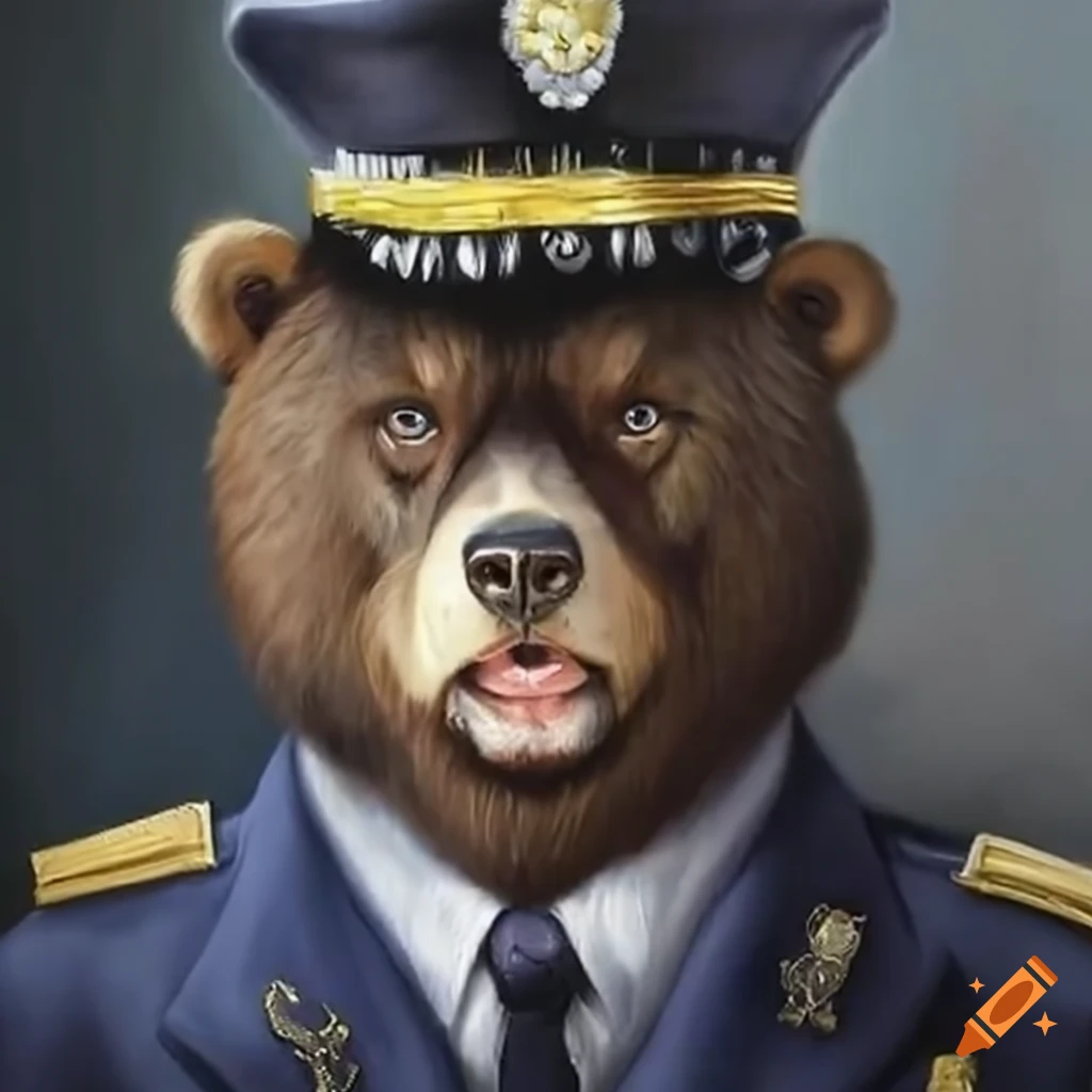 Bear dressed as a police officer