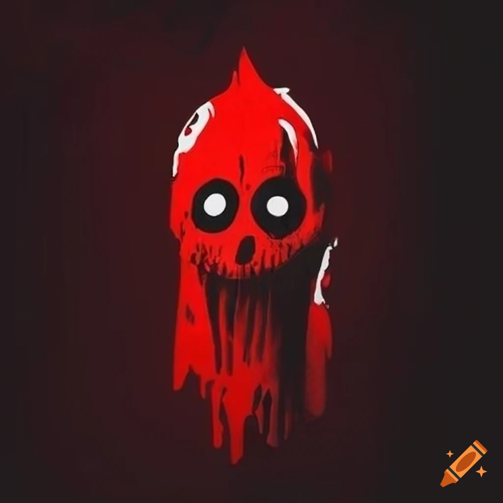 Red and black stencil of a ghost figure