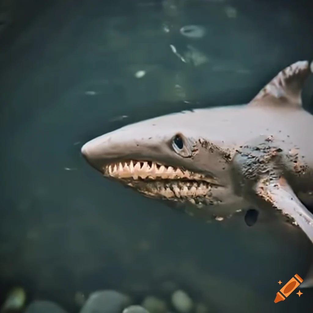 Shark fin protruding from the grass in a meadow on Craiyon