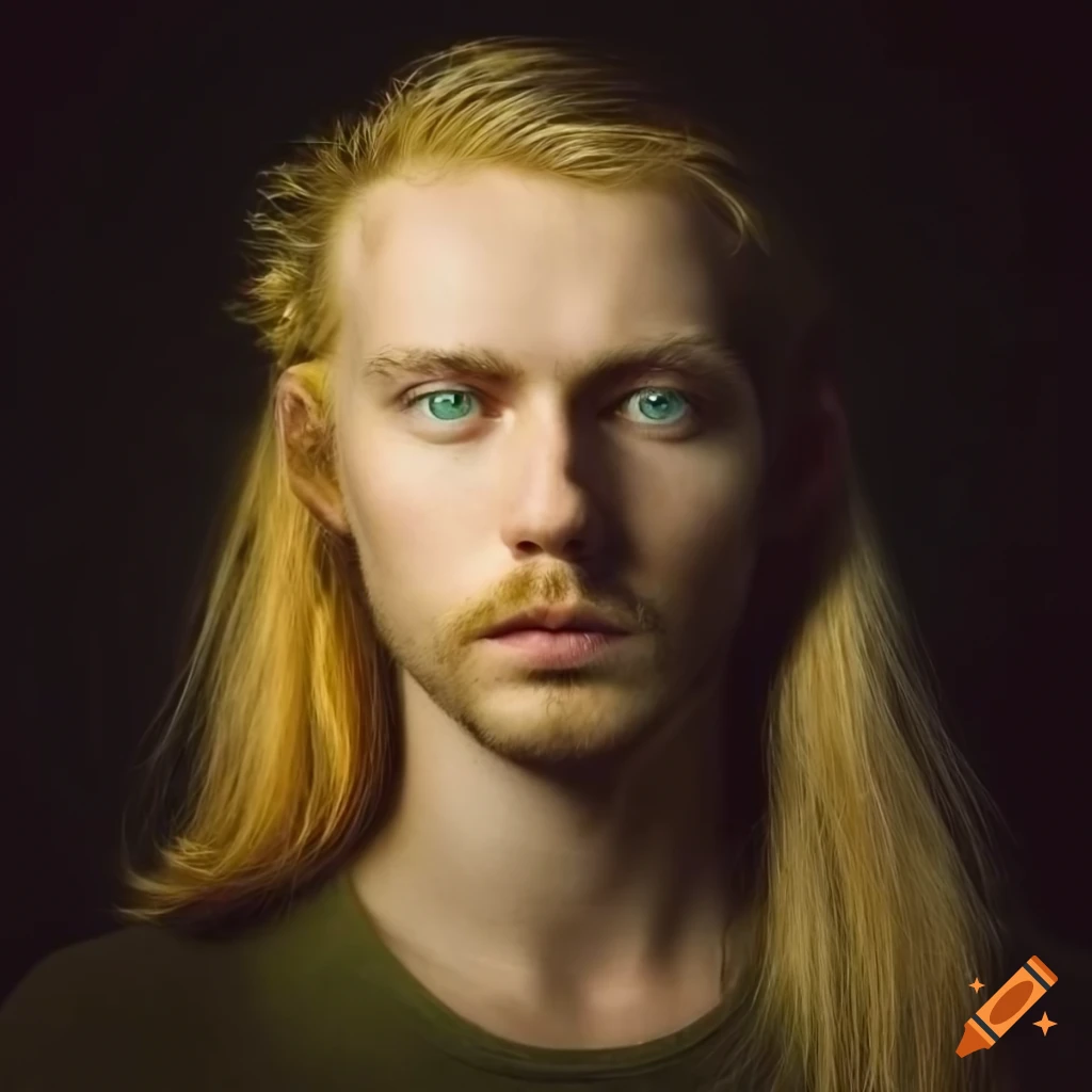 Portrait of a captivating man with emerald green eyes on Craiyon