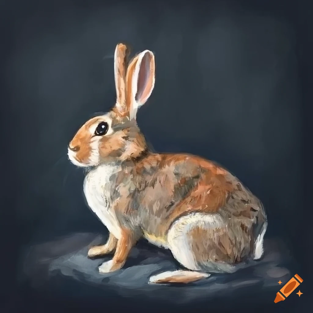 Painting of a rabbit on a pillow on Craiyon