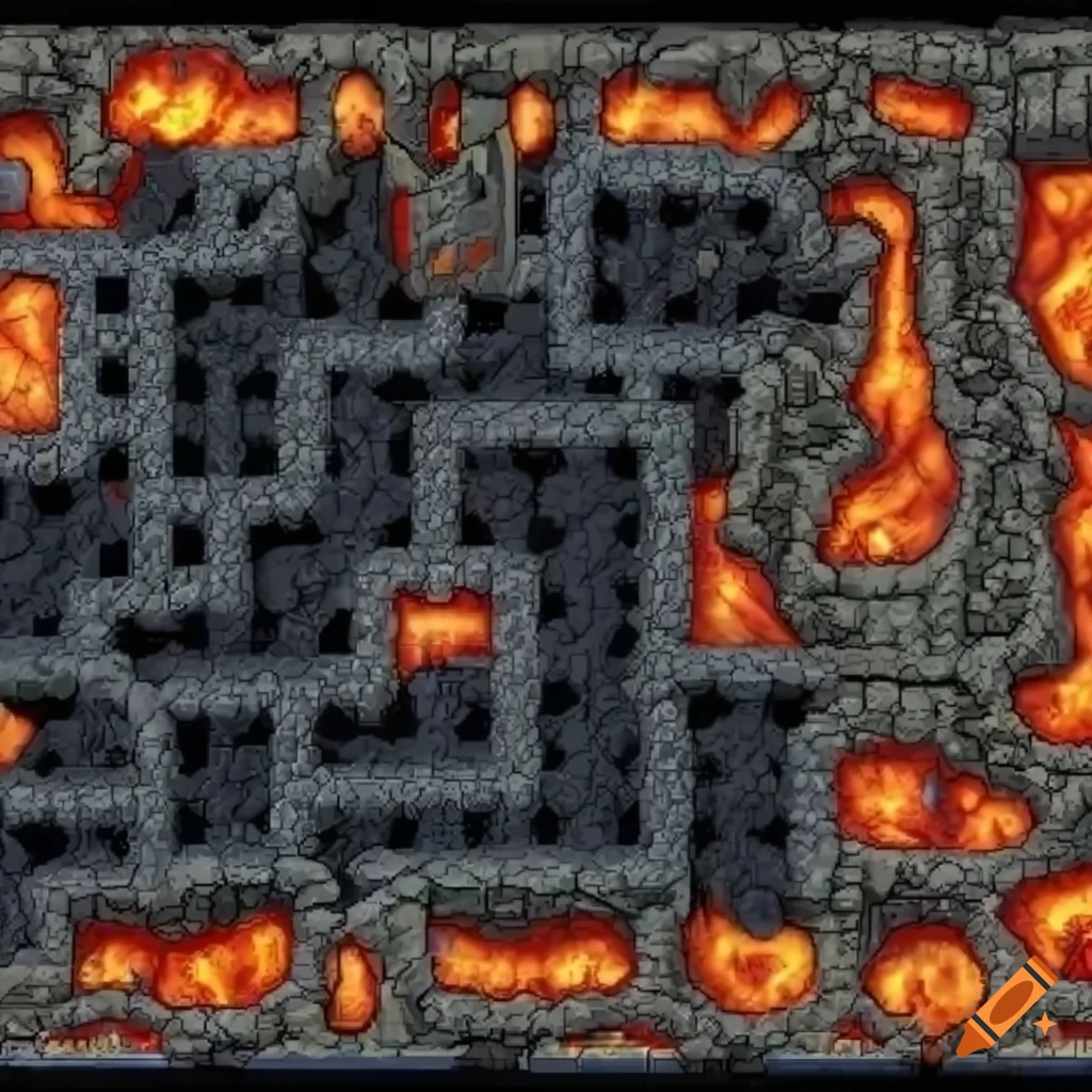 2d game layout map with lava tiles