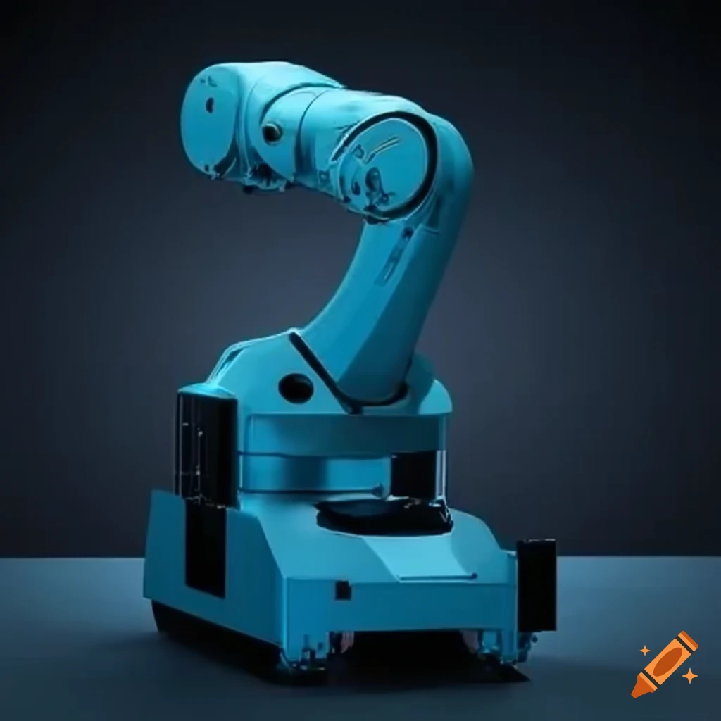 Agv with industrial robots in a factory on Craiyon