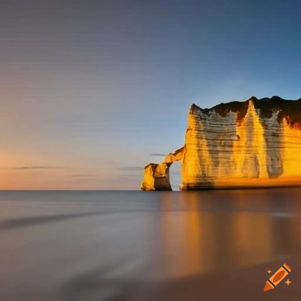 Sunset at etretat beach