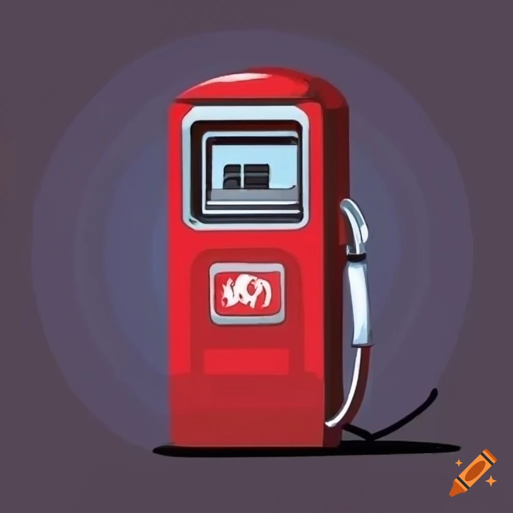 Cartoonish red gasoline pump