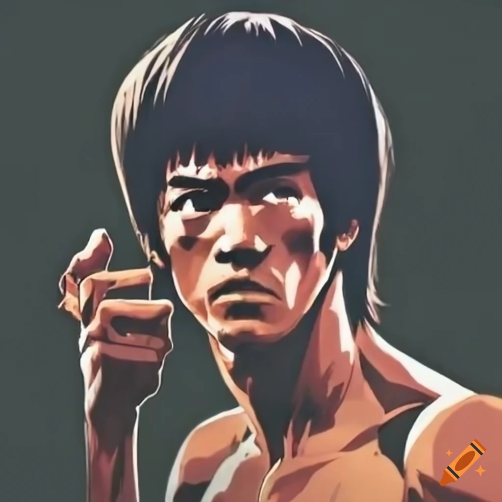 Bruce lee in a fighting pose