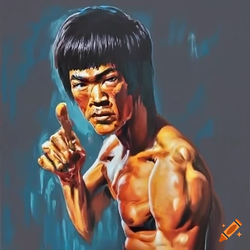 Bruce lee in a fighting pose on Craiyon