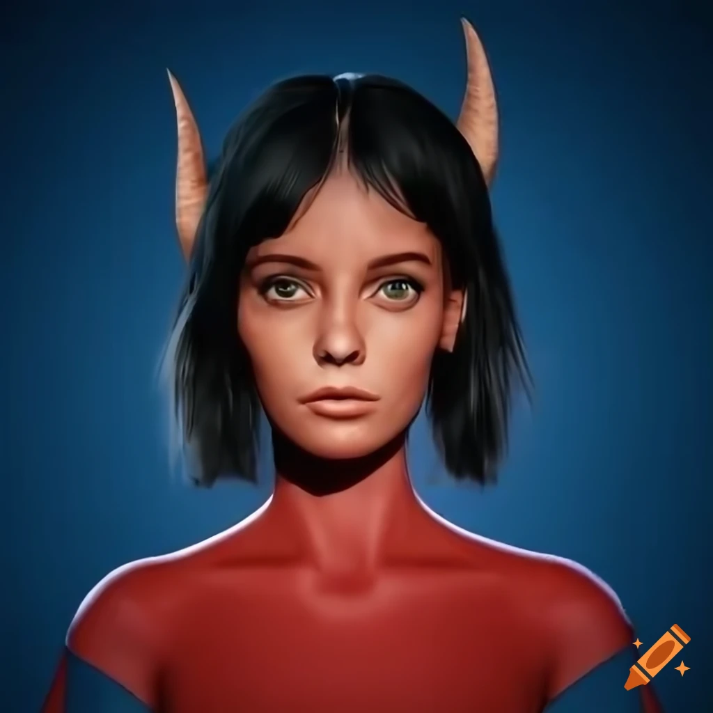 Portrait of a young woman with demon-like features