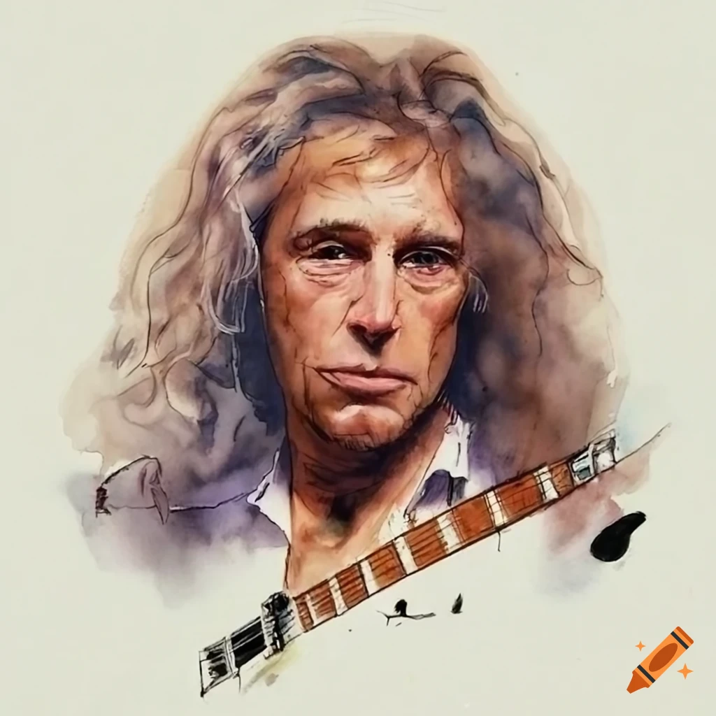 Watercolor portrait of alan lancaster from status quo