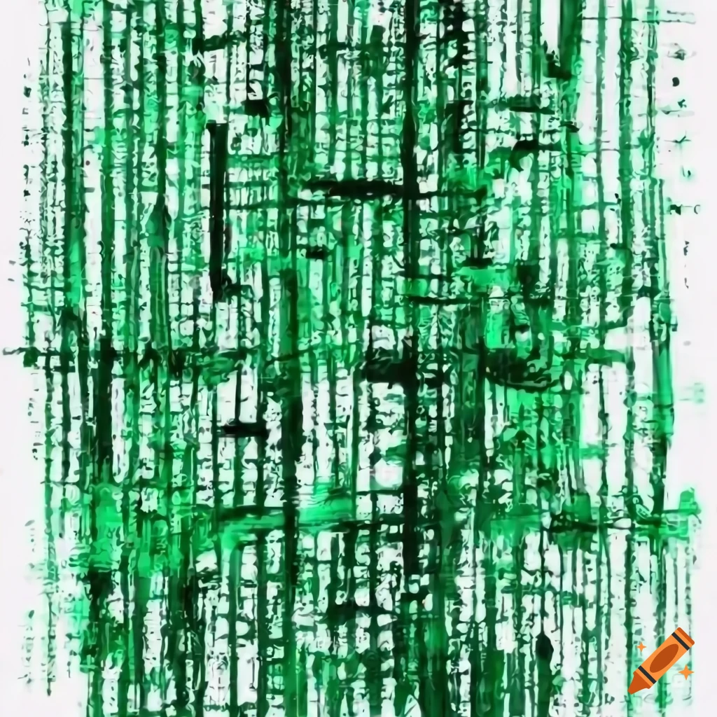 Japanese text in matrix style on a white background on Craiyon