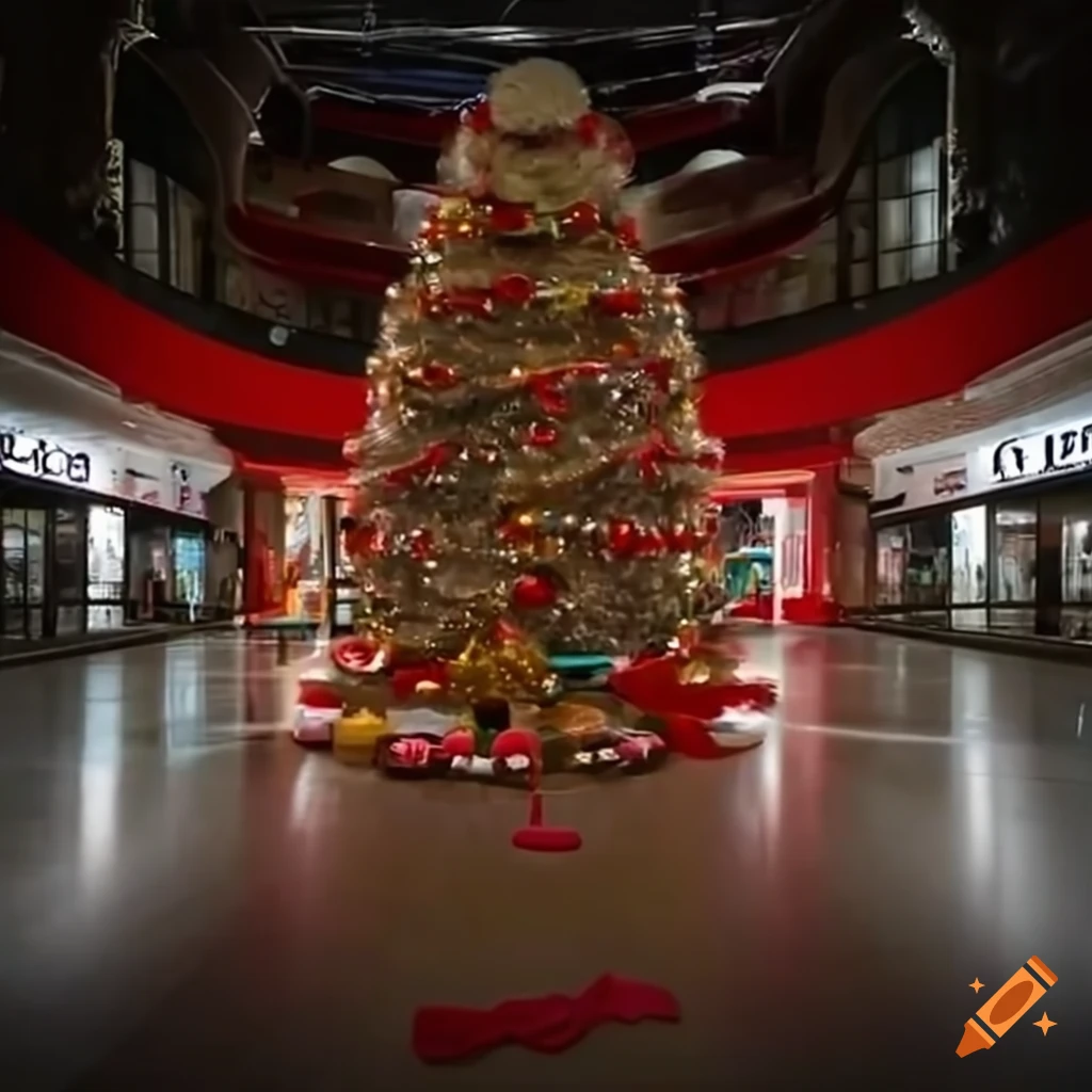 Christmas-themed mall interior on Craiyon