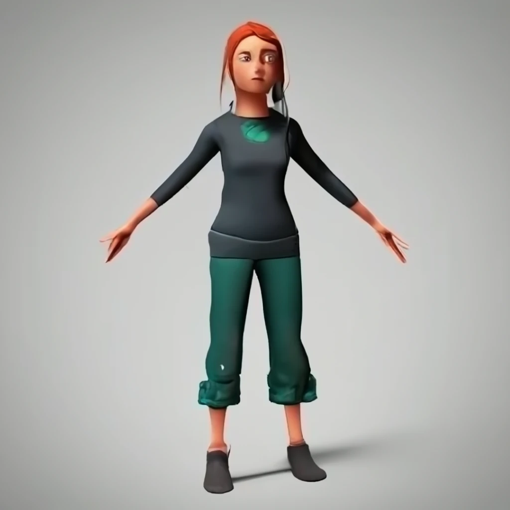 3d character, t posing for animation, female, hiker