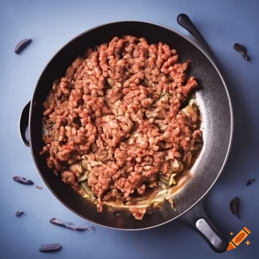 Minced beef cooking in a frying pan