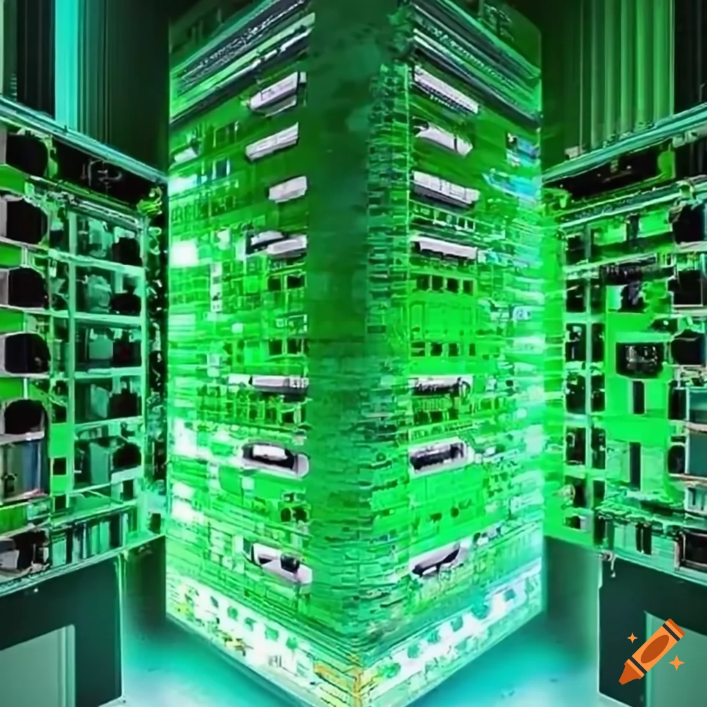 Green eco-friendly data center on Craiyon