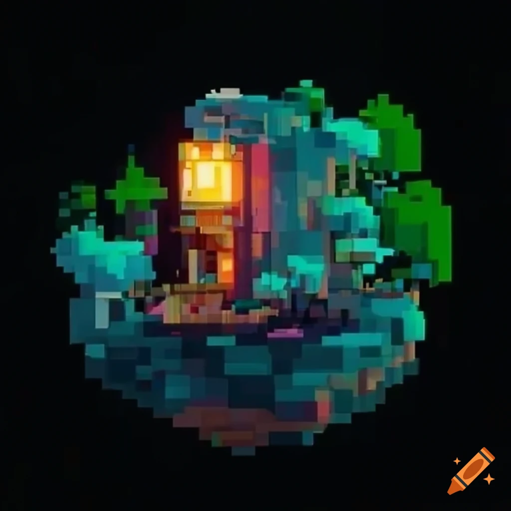 A tree house, epic, pixel art on Craiyon
