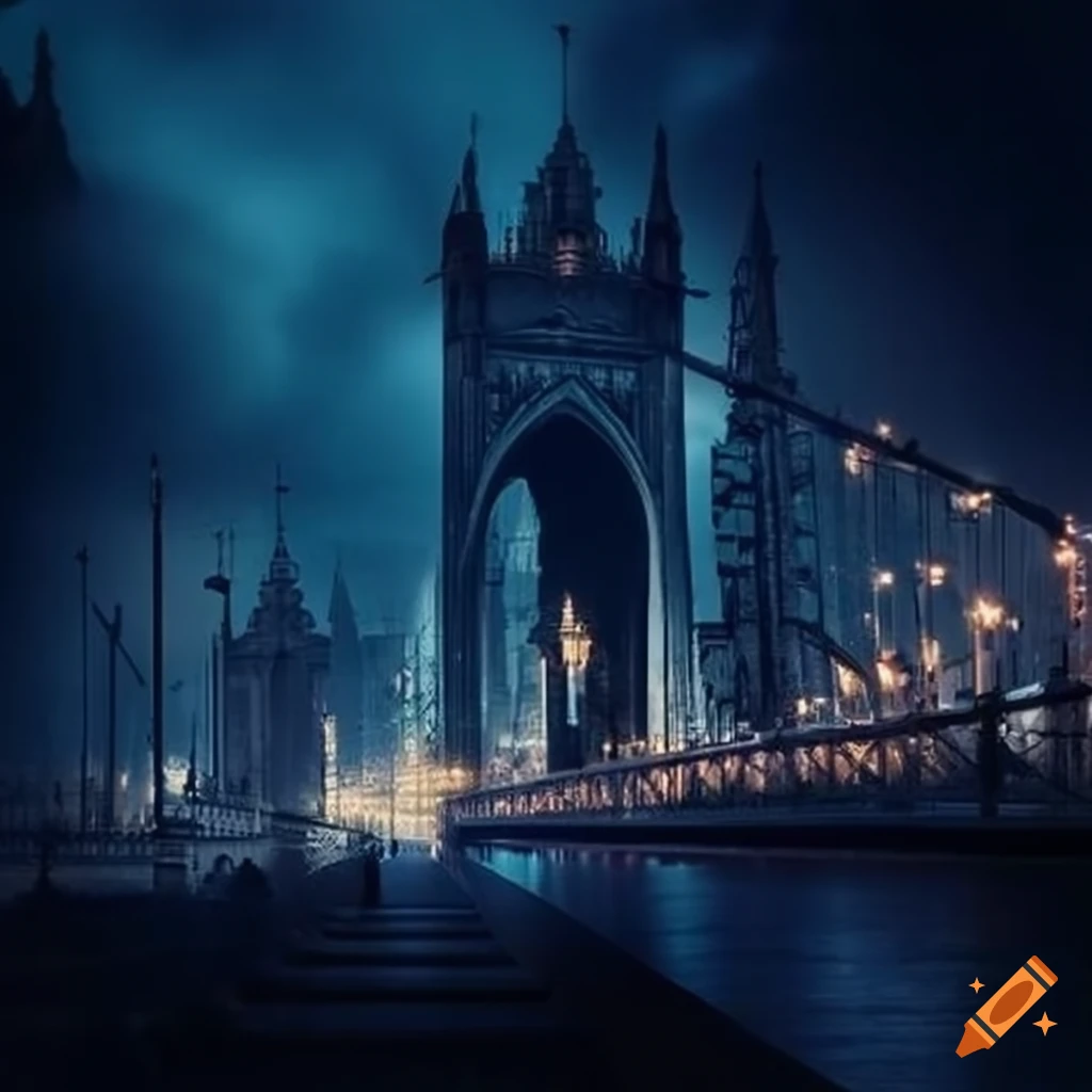 Image of a grand neo-gothic city bridge on Craiyon