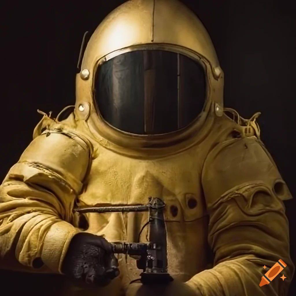 Concept art of a medieval spaceman in a futuristic setting