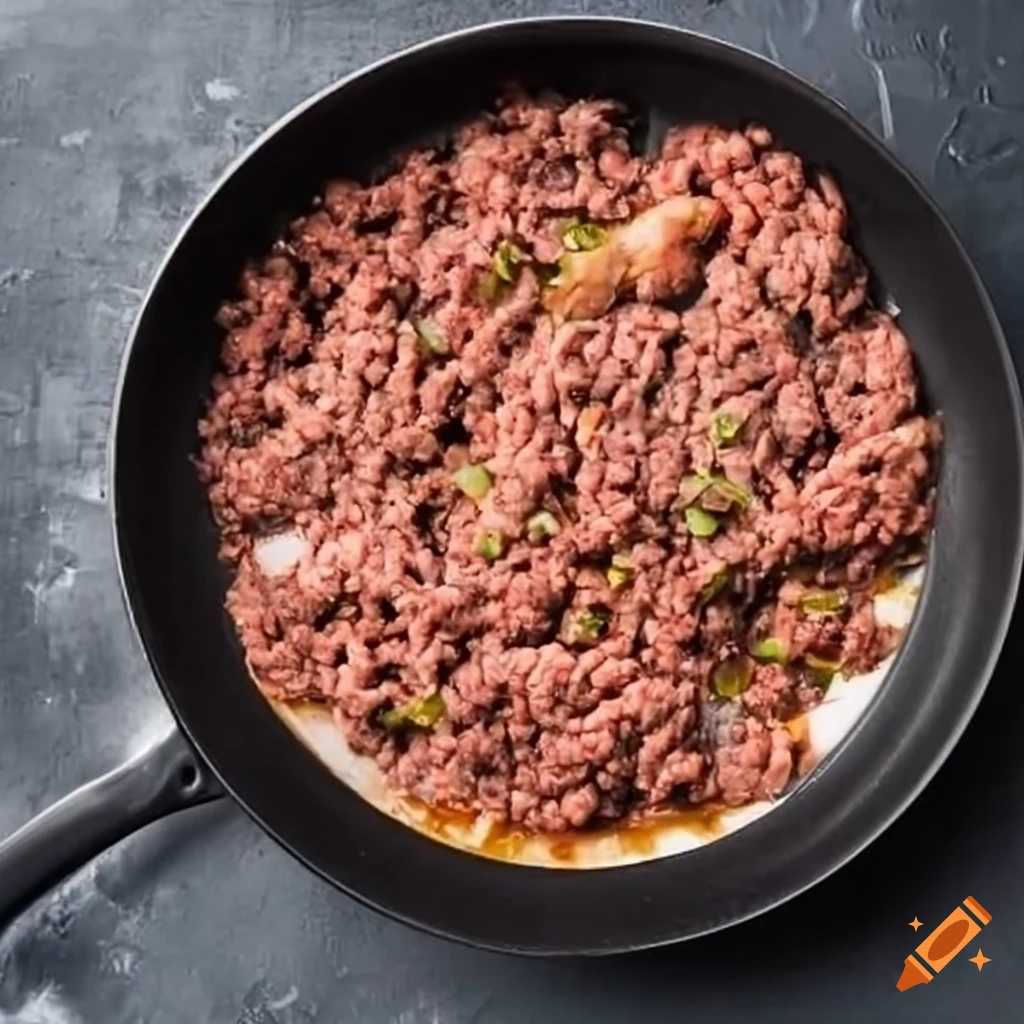 Minced beef cooking in a frying pan