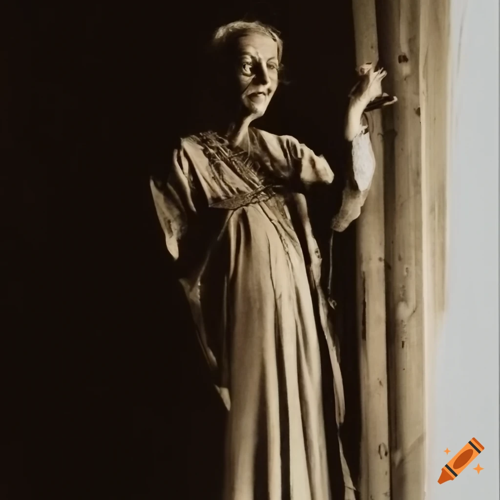 Conceptual portrait of a woman with a dry stick on Craiyon