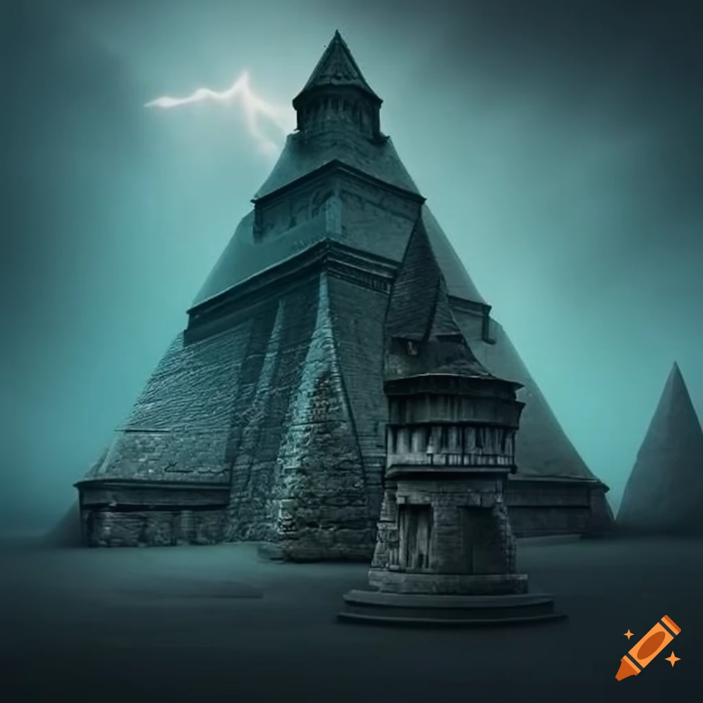 Dark fantasy castle with pyramid shape