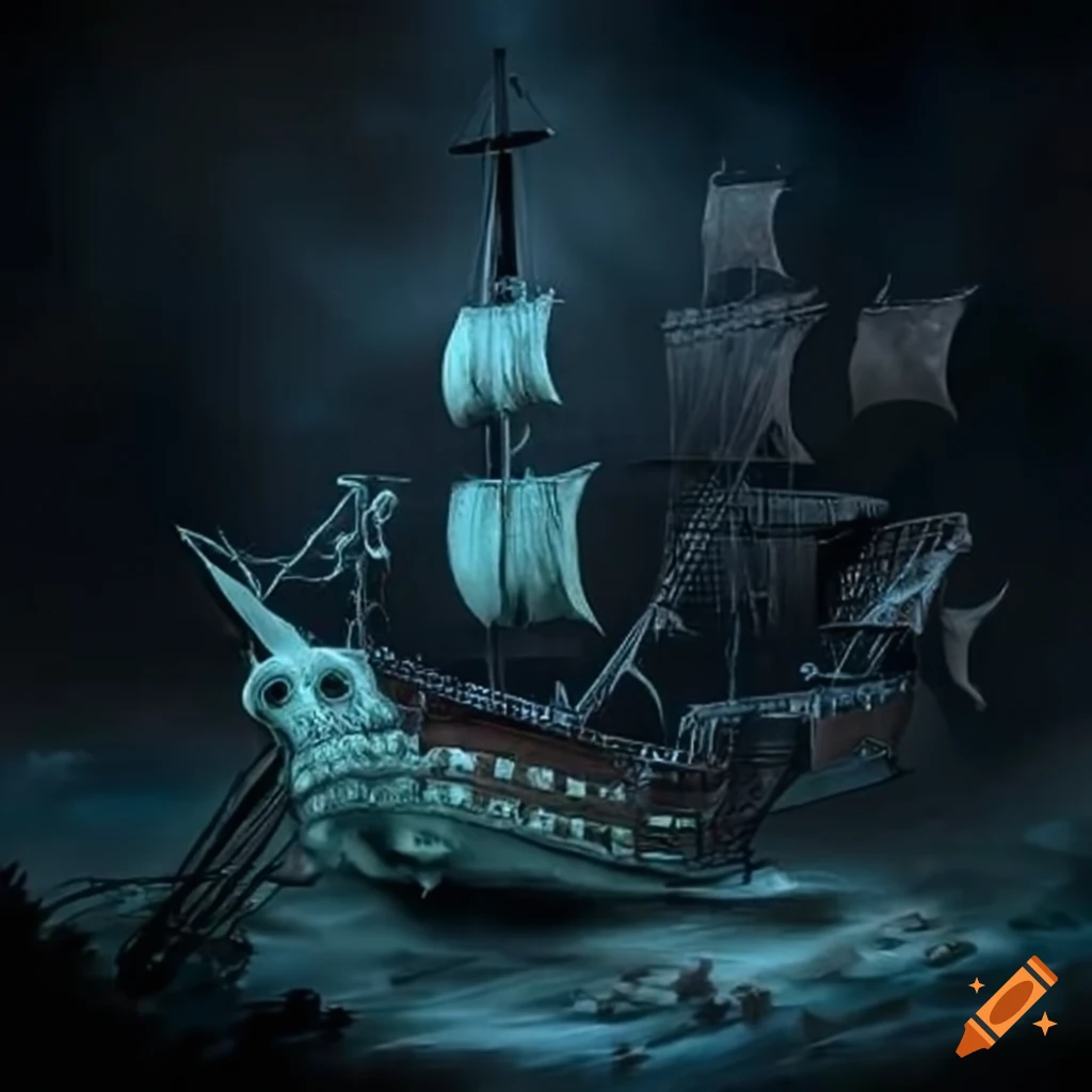 Tim burton style ghost ship artwork on Craiyon