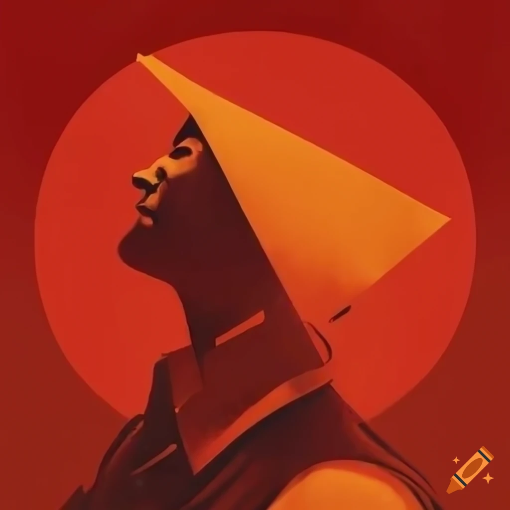 Soviet red propaganda poster in abstract style