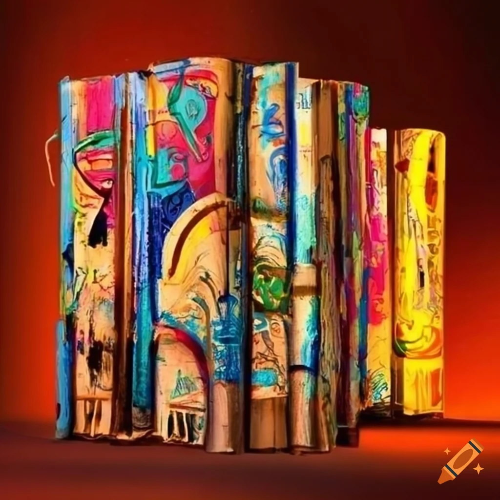 Colorful graffiti art on vintage books on Craiyon