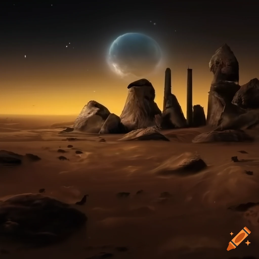 Image of a refinery on a desolate planet on Craiyon