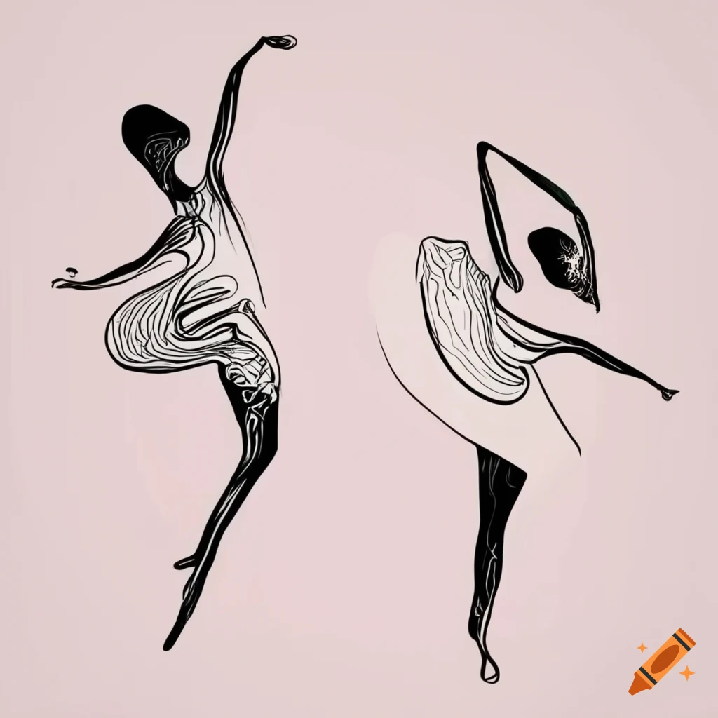 Abstract line art of a dancing figure on Craiyon