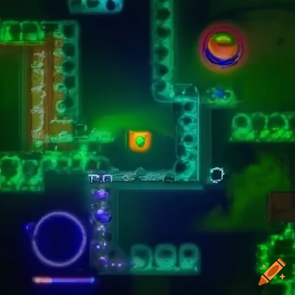 Map layout of a bubble-filled metroid-like platformer game