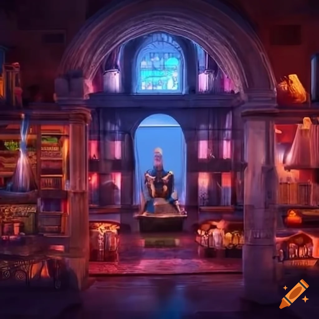 Futuristic ancient rome shop with neon lights and robots on Craiyon