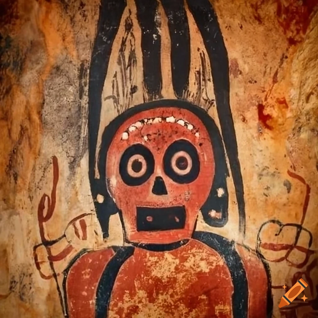 Tribal art cave painting of a death deity