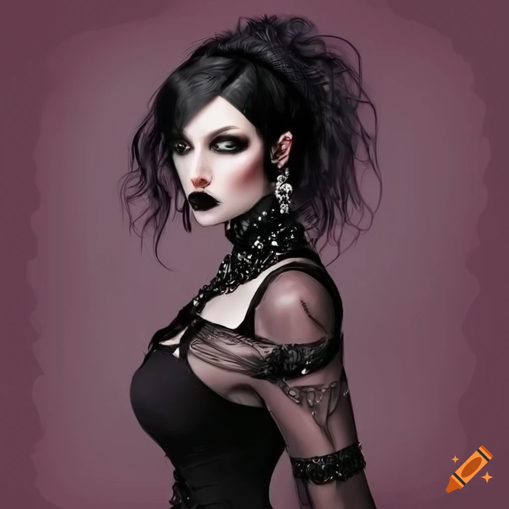 Modern goth woman on Craiyon