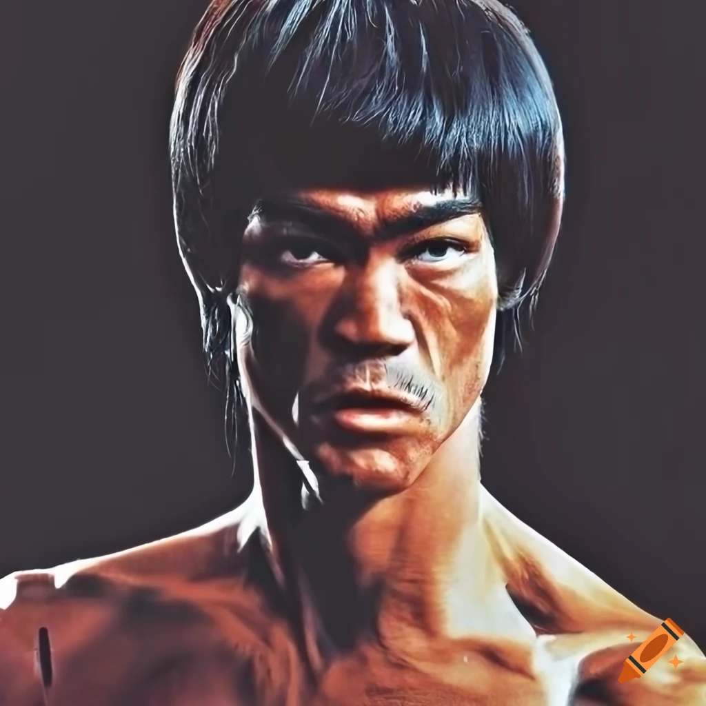 Closeup portrait of an exotic model in a rage pose on Craiyon