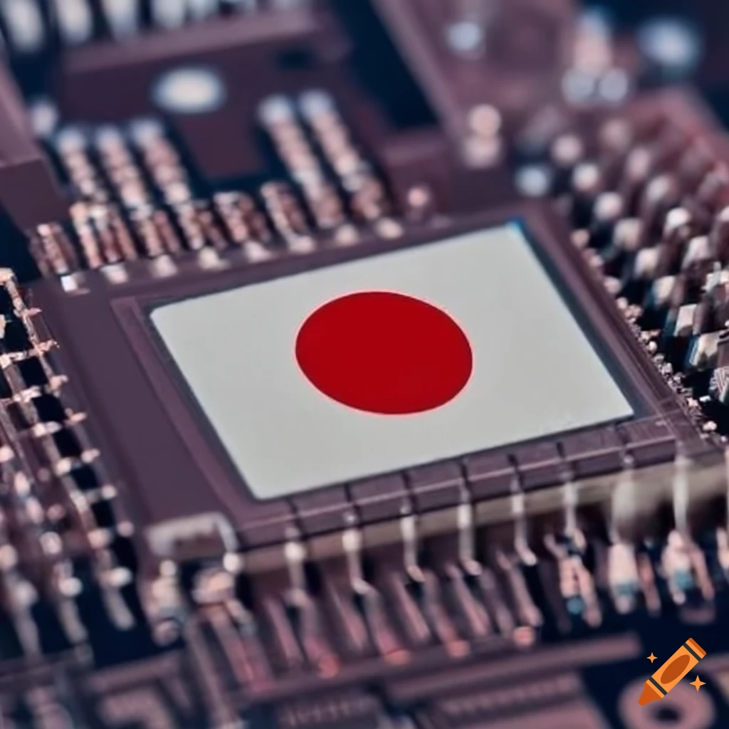 Japan flag on a semiconductor chip on Craiyon