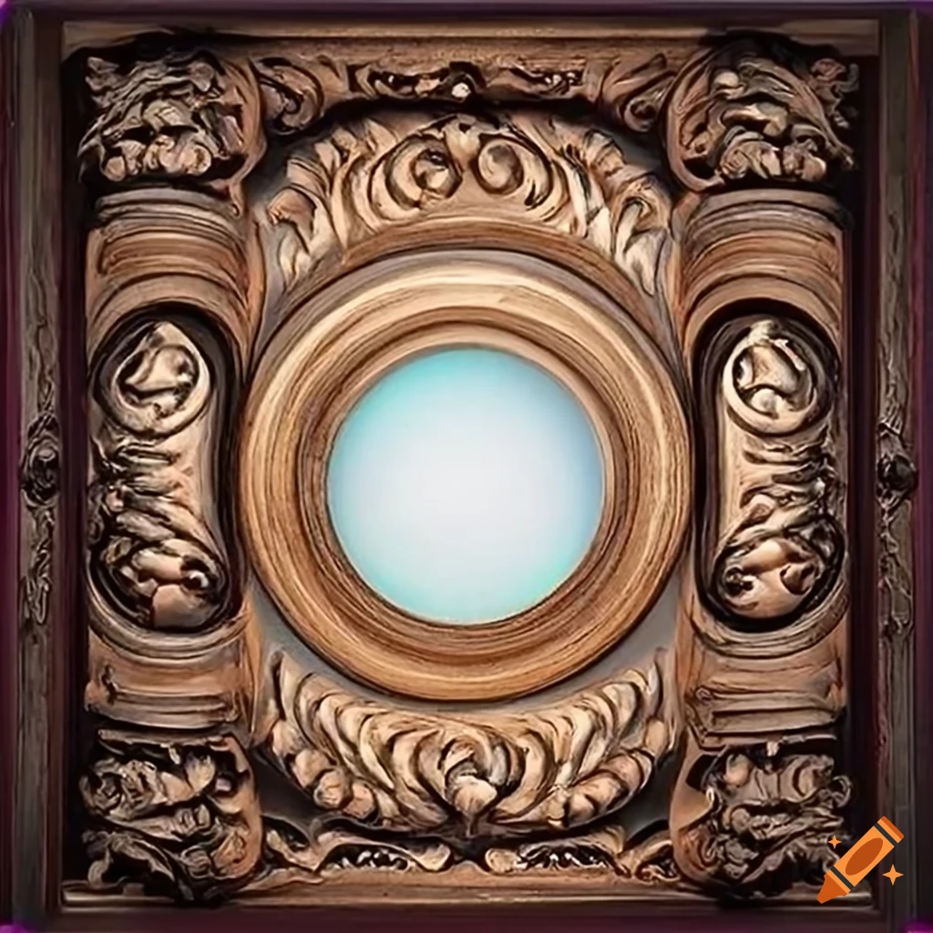 Photo of a wooden frame with a crystal mount on Craiyon