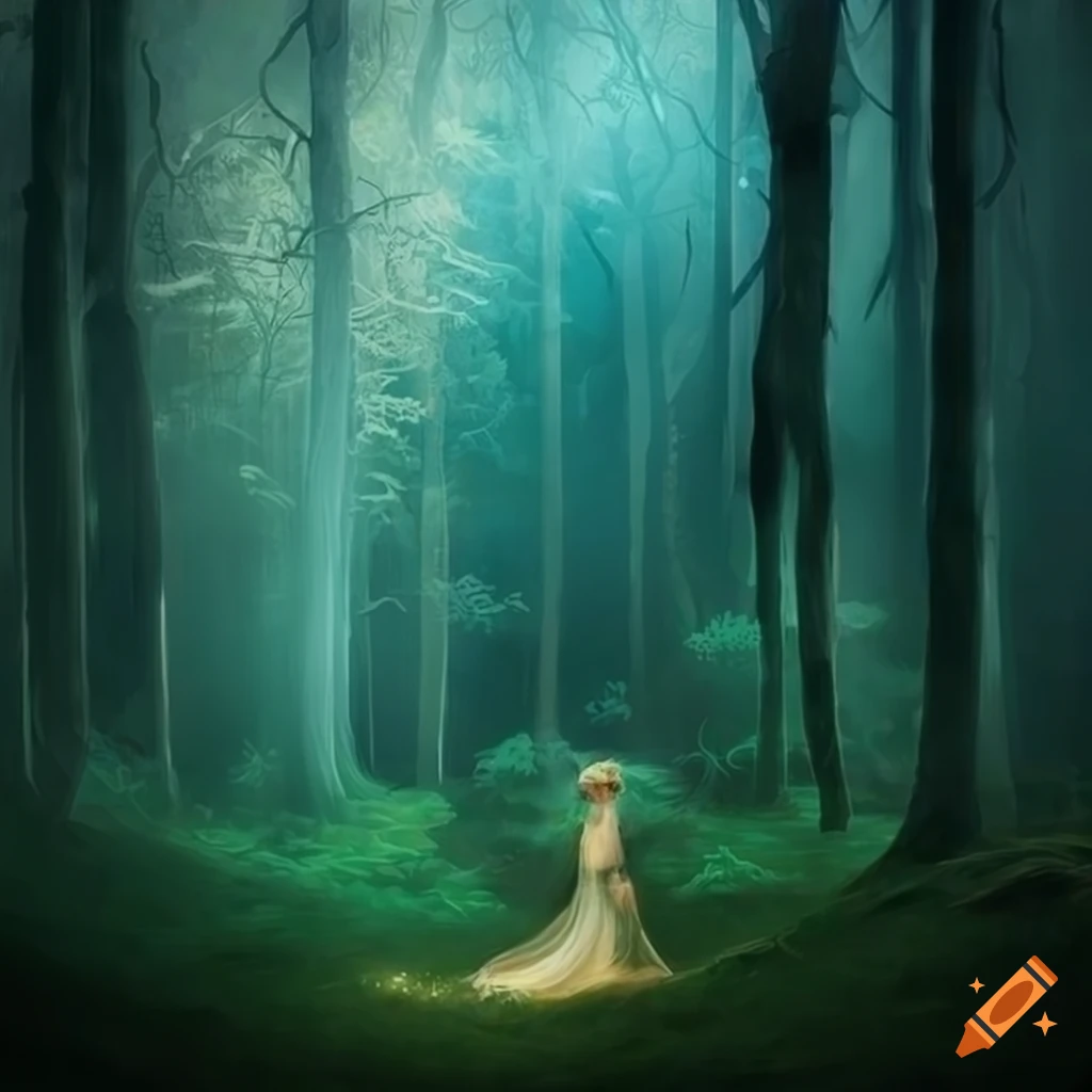 Detailed photo of a magical forest on Craiyon