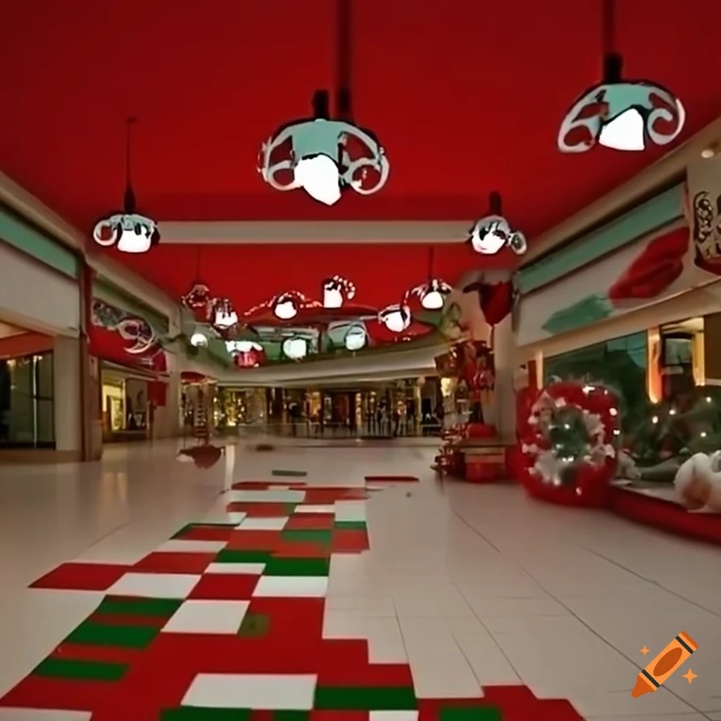 Christmas-themed mall interior on Craiyon