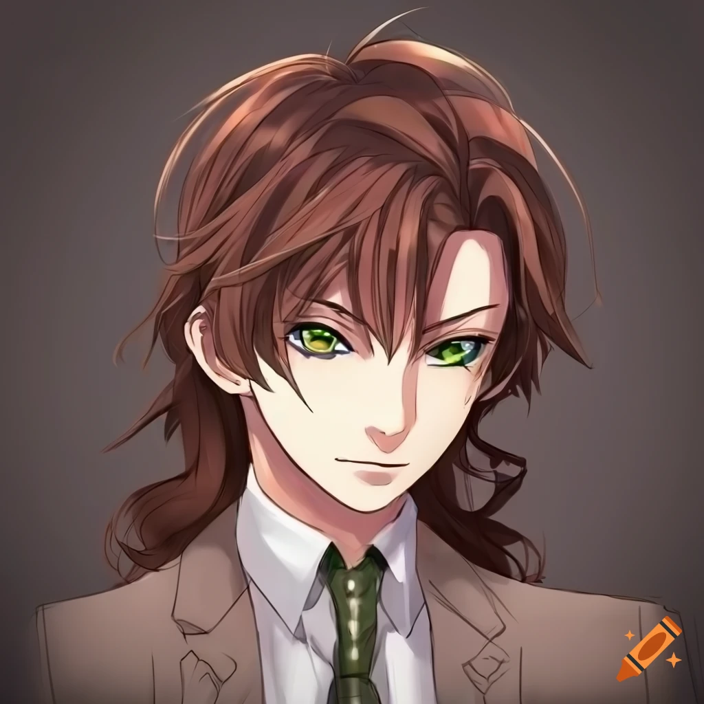 Colorized portrait of a handsome young man with green eyes on Craiyon