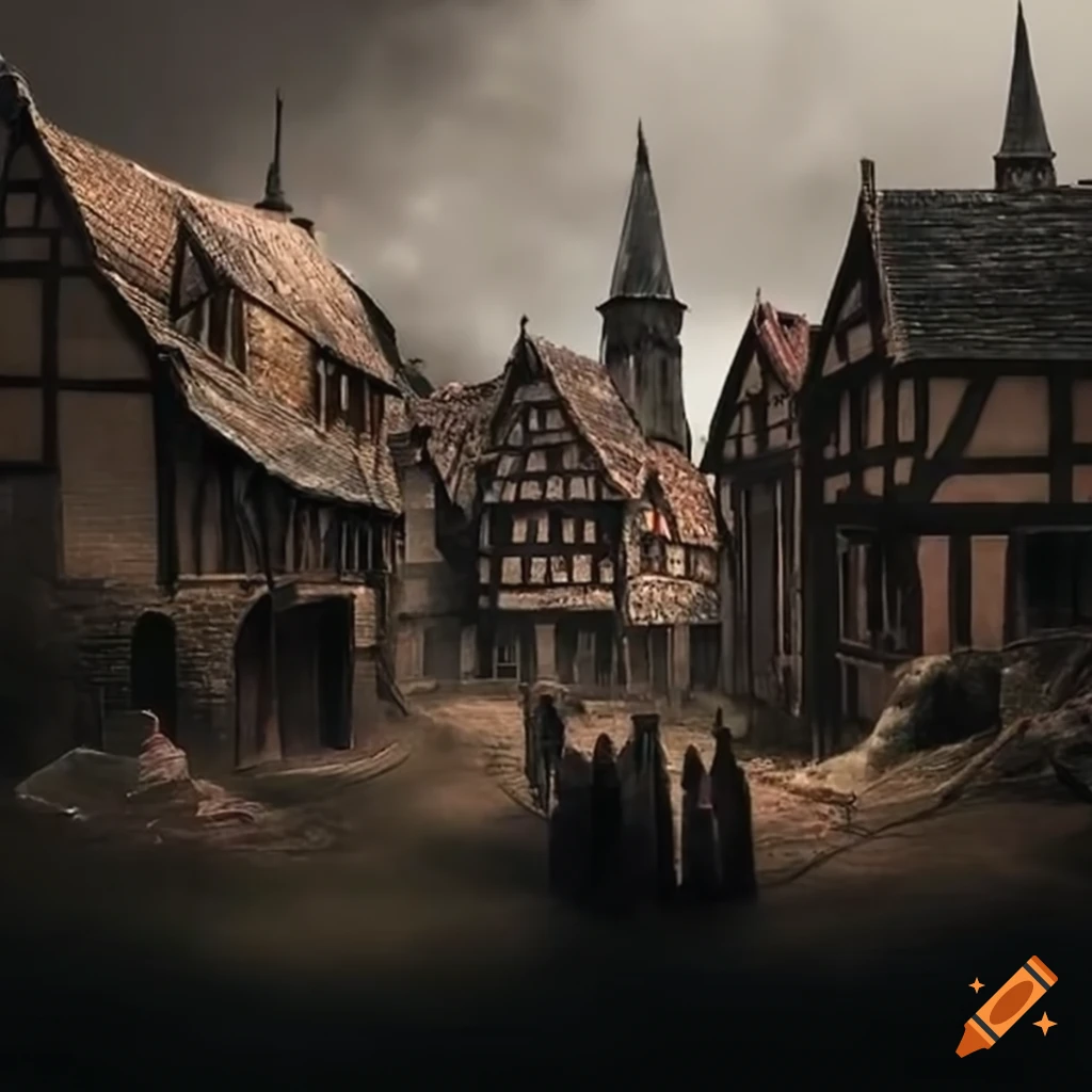 Medieval village during the black death