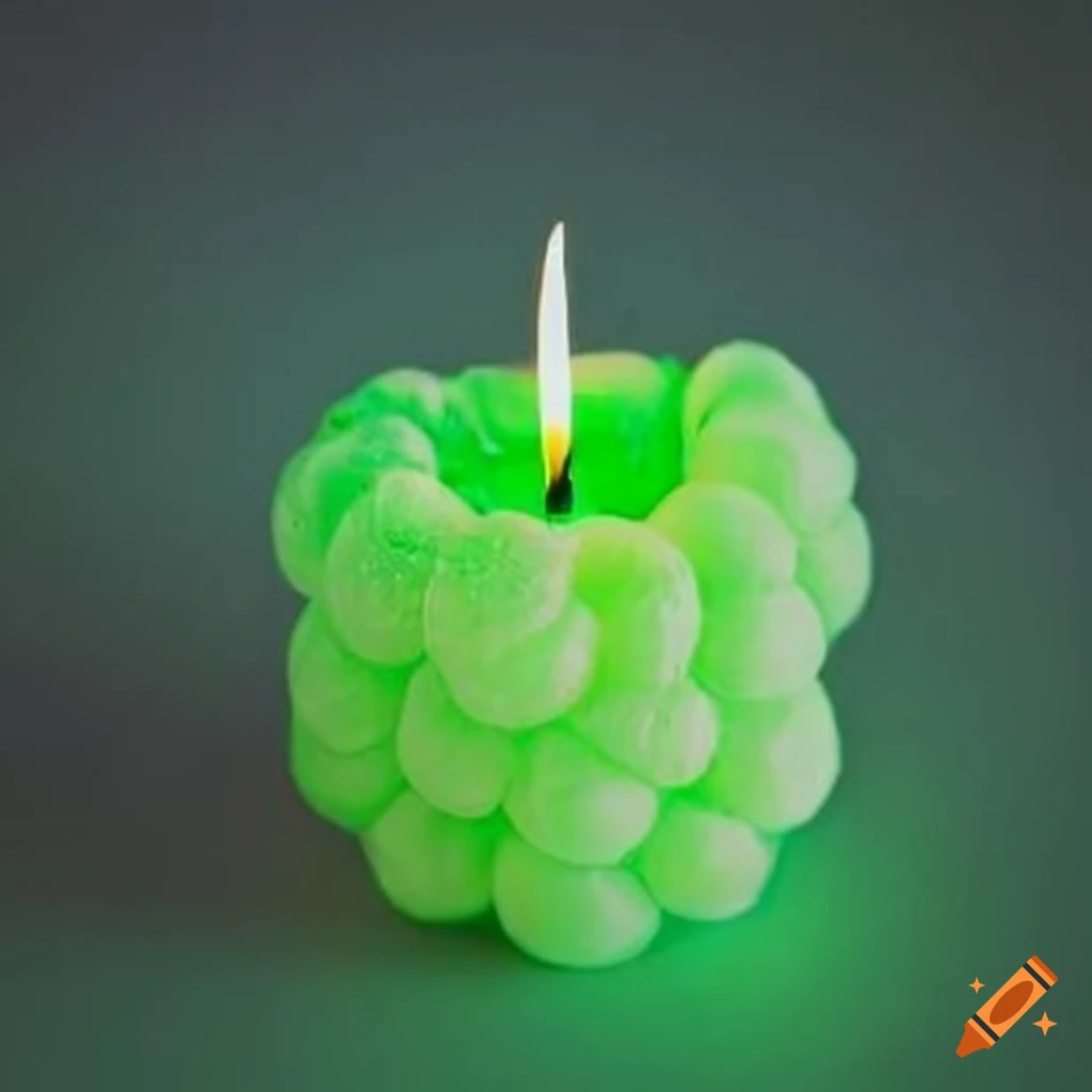 Neon green raspberry-shaped candle