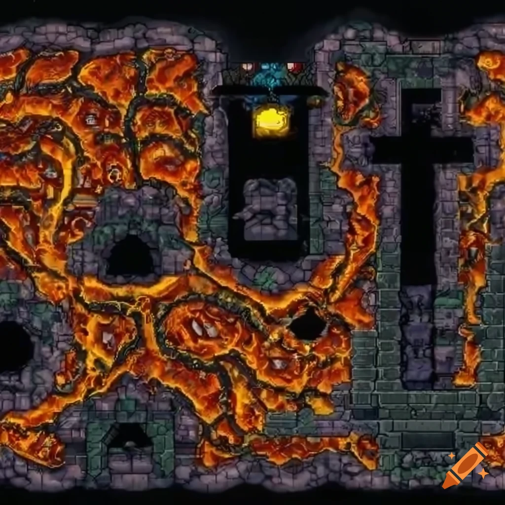 2d game layout map with lava tiles