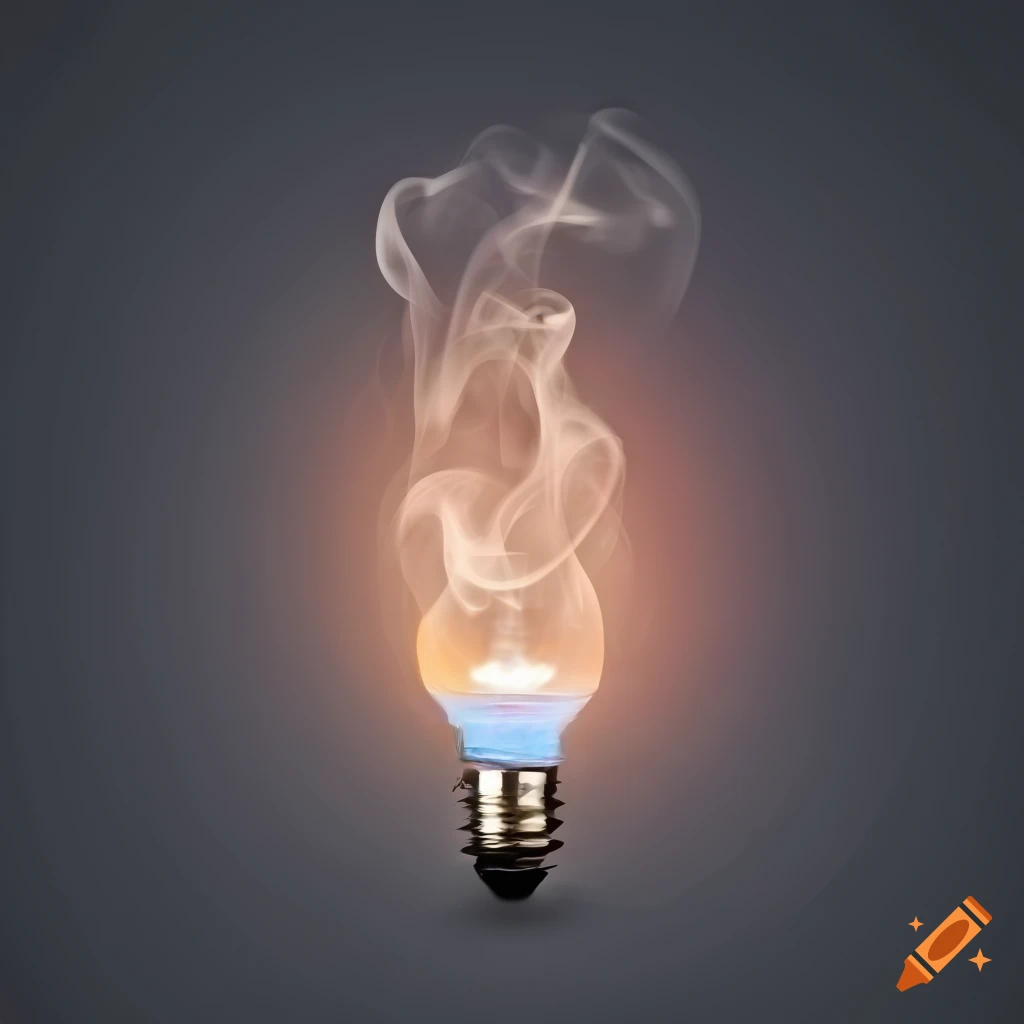 Smoky incandescent bulb on grey background on Craiyon