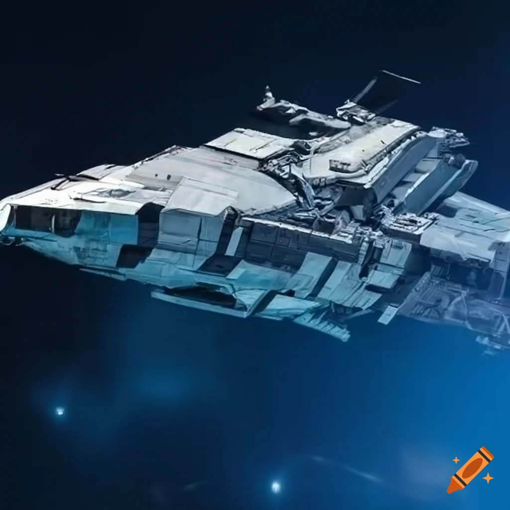 Impressive destroyer class spaceship in deep space on Craiyon