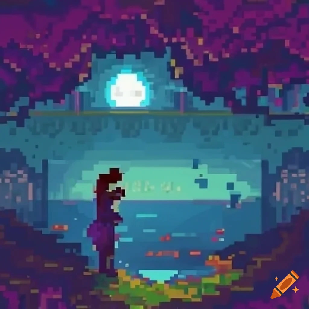 Pixelated art of a romantic scene on Craiyon