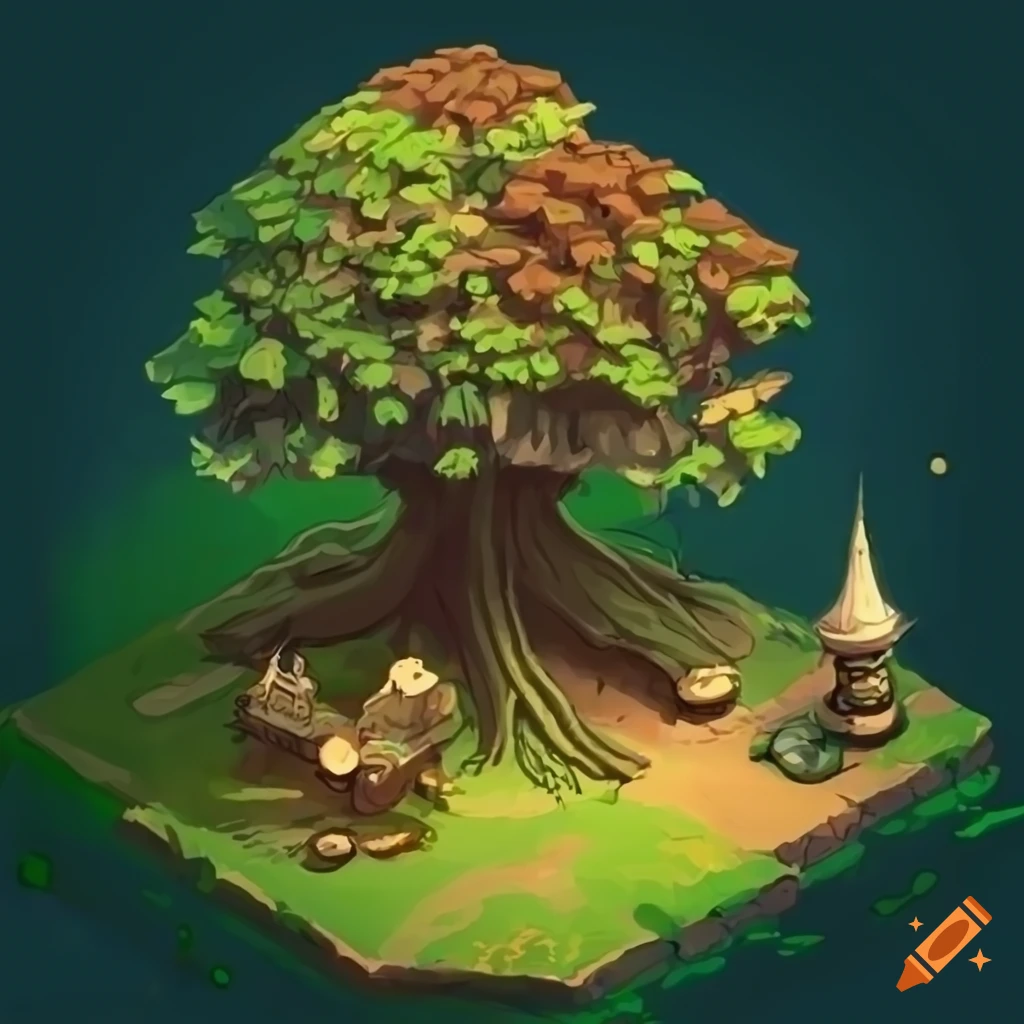 Isometric sprite sheet of the kahikatea tree in the style of fallout on ...